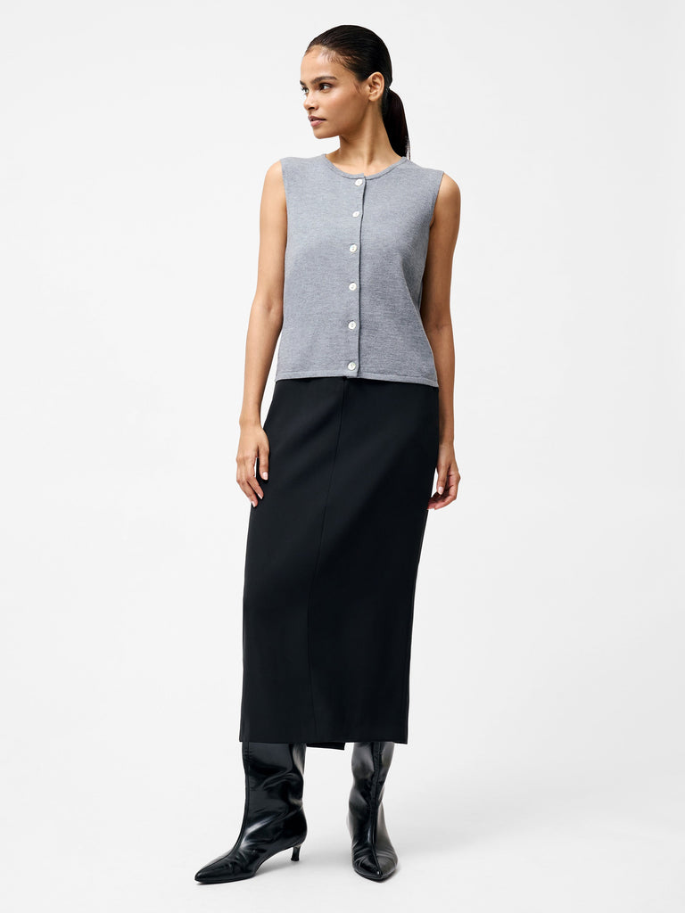 Cosysoft Button Down Sweater Vest Mid Grey Mel | French Connection EU