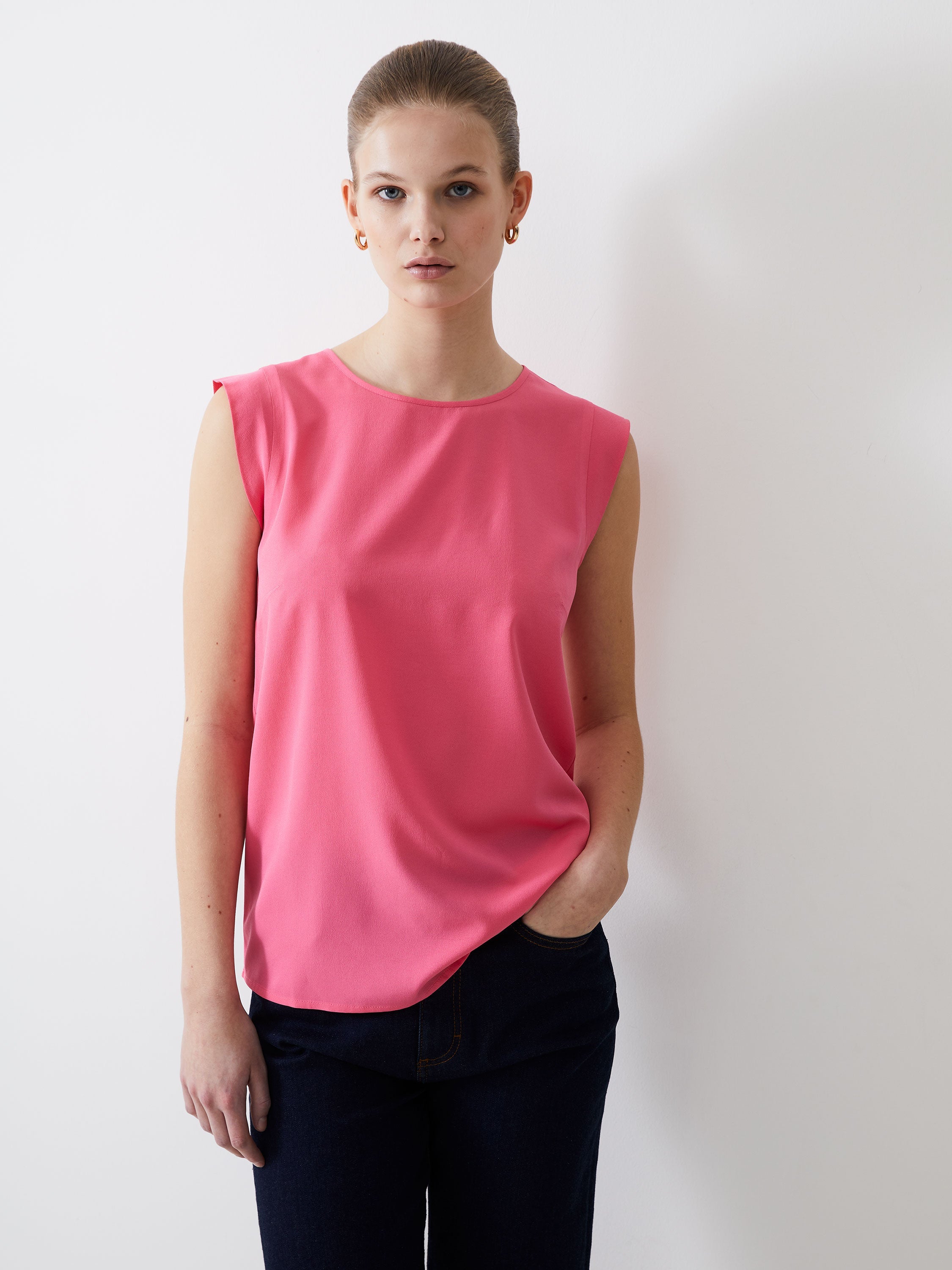 Cap Sleeve Crepe Light Tank Top | French Connection EU