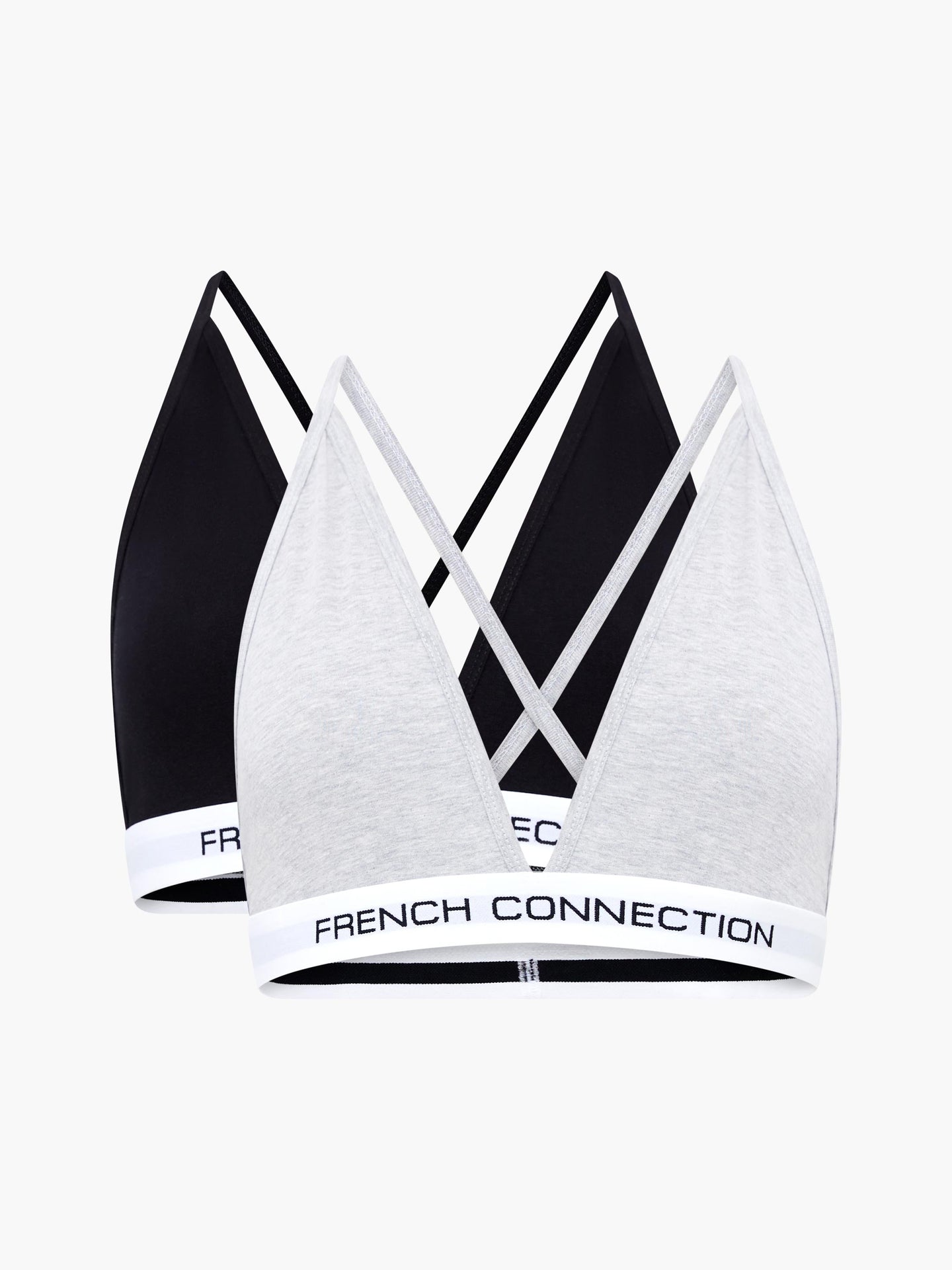 2 Pack French Connection Bralettes Logo Black/Grey | French Connection EU